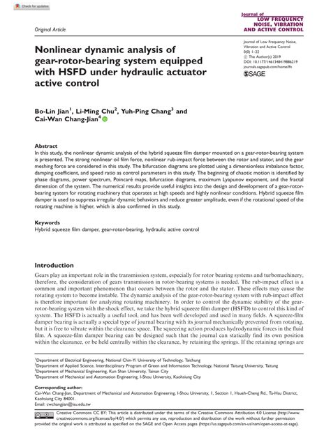 (PDF) Nonlinear dynamic analysis of gear-rotor-bearing system equipped ...