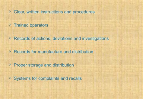 Good Manufacturing Practices Gmp Purpose And Principles Ppt