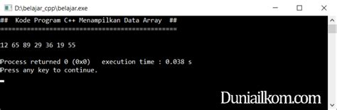 Tutorial Belajar C Cara Menampilkan Isi Element Array
