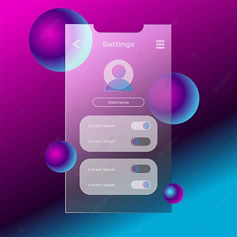 Gradient Glass Morphism Mobile App Ui Settings Template Vector Template