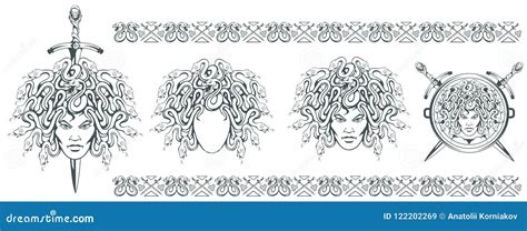 Gorgon Medusa Monster With A Female Face And Snakes Instead Of Hair