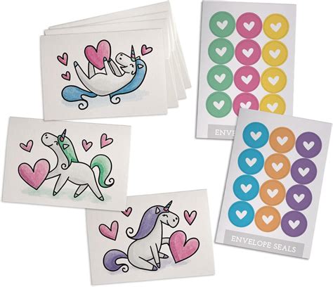 Sugartown Greetings Playful Unicorns Note Cards 24 Unicorn Themed Note Cards With