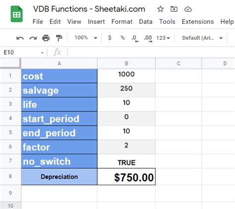 How To Use Vdb Function In Google Sheets Sheetaki