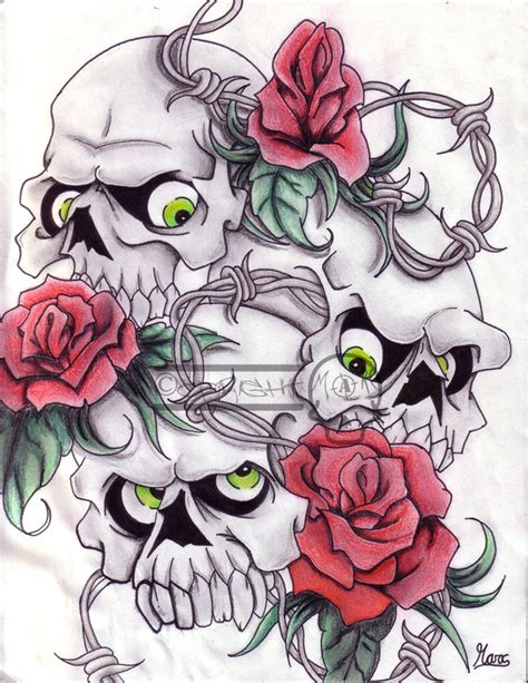 Roses Skulls Skull Artwork Evil Skull Tattoo Skull