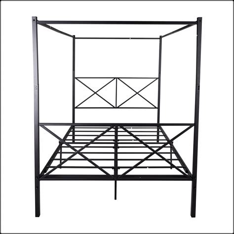 Gracie Oaks Metal Canopy Bed Frame Platform Bed Frame Queen With X