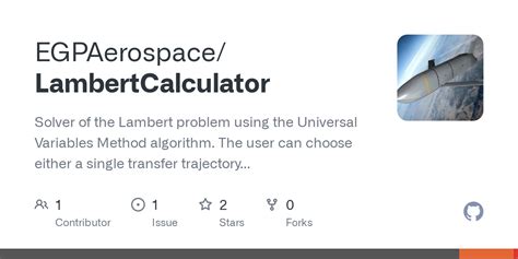 Github Egpaerospacelambertcalculator Solver Of The Lambert Problem