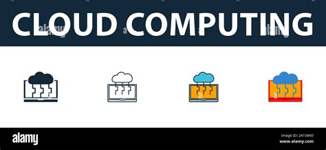 Cloud Computing Icon Set Four Simple Symbols In Diferent Styles From Web Hosting Icons
