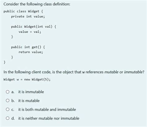 Solved Consider the following class definition: public class | Chegg.com
