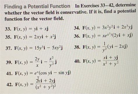 solved finding a potential function in exercises 33 42