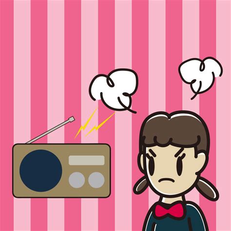 【フリー素材】ラジオを聴いて怒る女子中学生のイラスト｜【3周年記念│free Illustrations】かわいい無料イラスト素材なら