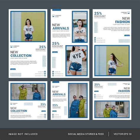 패션 소셜 미디어 게시물 및 스토리 템플릿 프리미엄 벡터