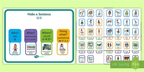 Make A Sentence Activity English Mandarin Chinese Pinyin
