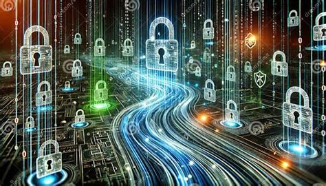 Visual Representation Of Data Encryption Streams Of Binary Code Transforming Into Secure