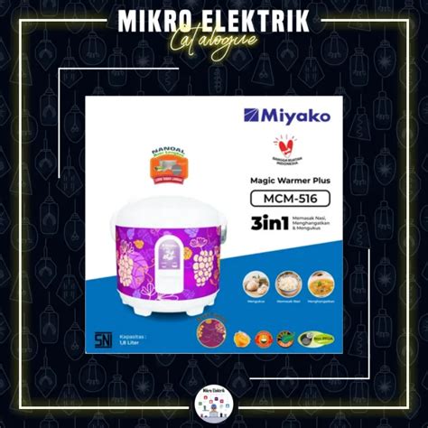 Miyako Rice Cooker Magic Com Mcm 516 Anti Lengket 18 L