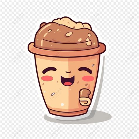 머그컵 디자인 삽화에 웃는 얼굴 라떼가 있는 만화 커피 컵 벡터상표 Png 일러스트 무료 다운로드 Lovepik