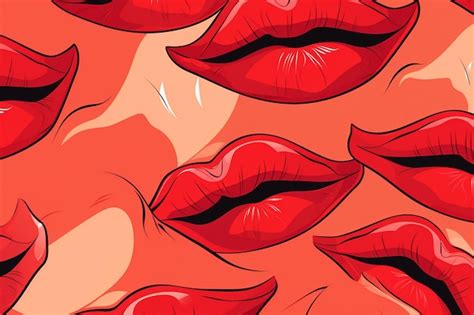 Premium Vector Art Lips Pattern In Vector Style