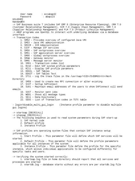 sap basis notes txt databases java programming language