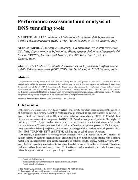 Pdf Performance Assessment And Analysis Of Dns Tunneling Tools