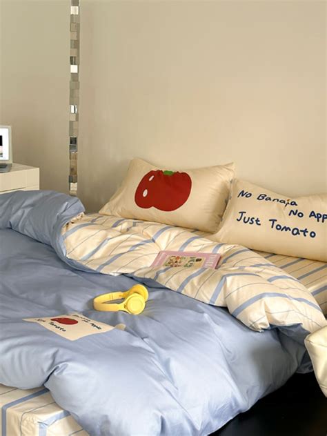 페르지아 페르지아 귀여운 포인트 침구세트 2color 양면이불 베개 스트라이프 침구 슈퍼싱글 퀸 위시버킷