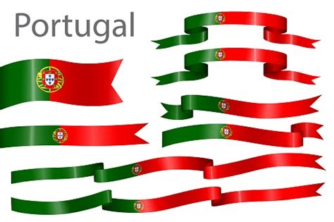 독립 기념일 축하 장식을 위한 포르투갈의 색상이 있는 깃발 리본 세트 0명에 대한 스톡 벡터 아트 및 기타 이미지 0명