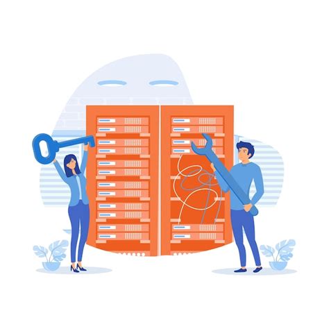 Premium Vector Server Maintenance Server Security Showing The Server