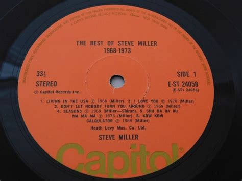 Steve Miller Band The Best Of Steve Miller W Insert LP Top Hat Records