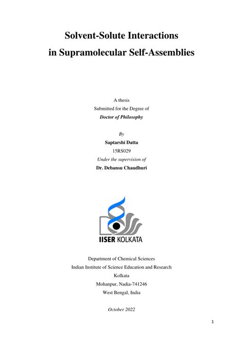 Pdf Solute Interactions In Supramolecular Self Assemblies