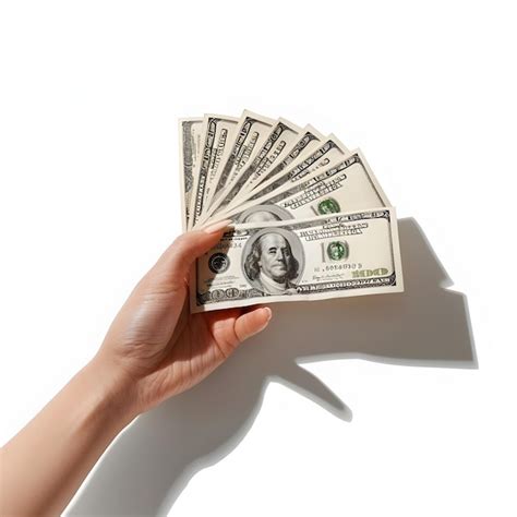 Hand Fanning Out Stack Of Dollar Bills On White Background Premium AI