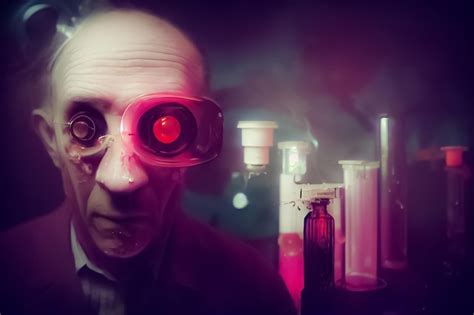 Premium Photo A Man Wearing A Pair Of Glasses With A Red Lens That