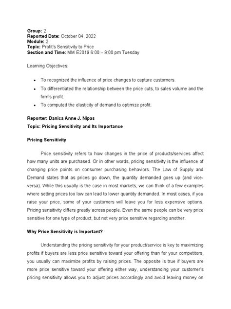 Group 2 Pricing Strategy Download Free Pdf Price Elasticity Of Demand Elasticity Economics