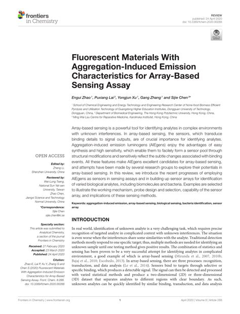 Pdf Fluorescent Materials With Aggregation Induced Emission
