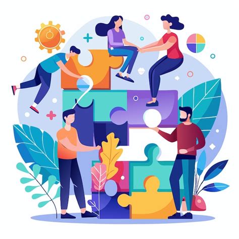 Teamwork Collaboration Puzzle Pieces People Working Together Premium Ai Generated Vector