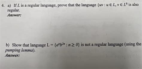 solved a ﻿if l ﻿is a regular language prove that the