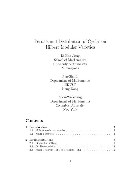 Pdf Periods And Distribution Of Cycles On Hilbert Modular Varieties