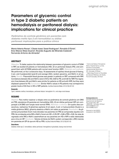 Pdf Parameters Of Glycemic Control In Type 2 Diabetic Patients On