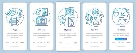 Onboarding App For Book Catalog With Linear Concepts And Illustrations Vector Step Screen