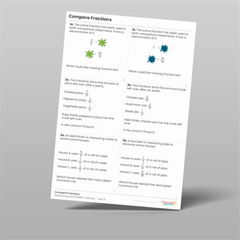 Year 6 Compare Fractions Reasoning And Problem Solving Resource Classroom Secrets