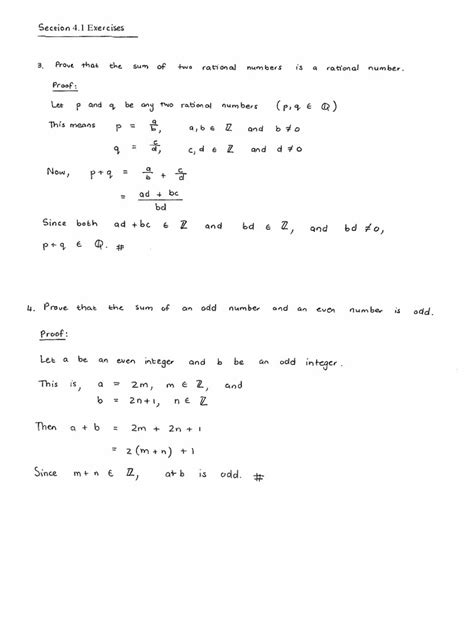 Matm1622 Exercises Chapter 4 Proofs Solutions Pdf