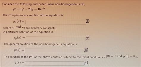 Solved Consider The Following 2 Nd Order Linear