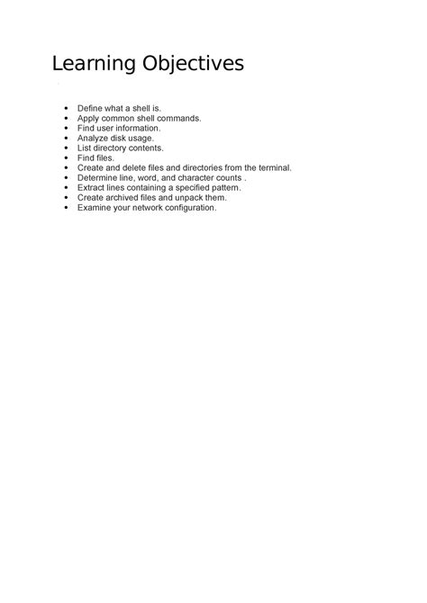 buổi 4 introduction to linux commands learning objectives define what a shell is apply common