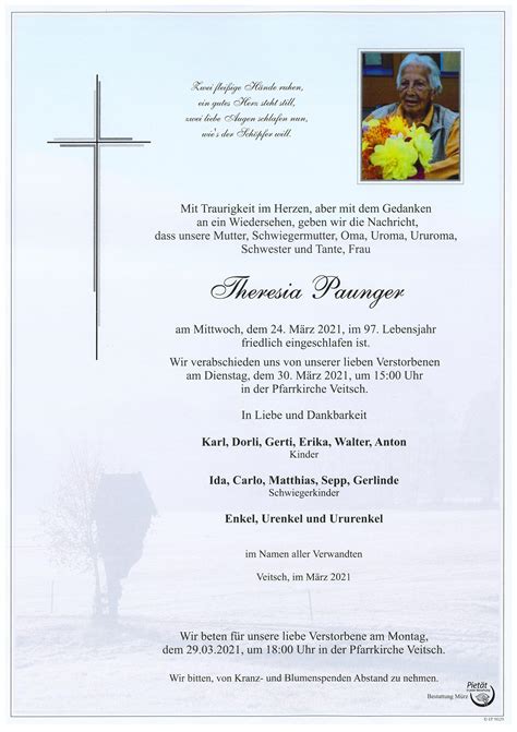 Theresia Paunger • Bestattung Mürzzuschlag