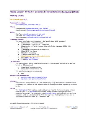 OData Version Part Common Schema Definition Language CSDL OASIS Doc Template PdfFiller