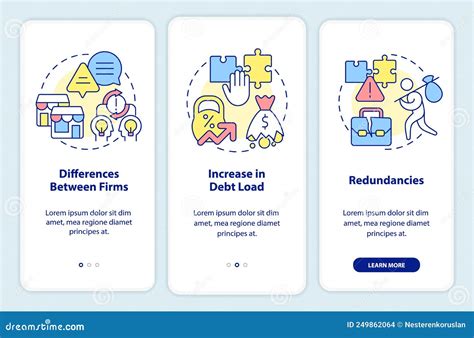 Cons Of Business Consolidation Onboarding Mobile App Screen Stock Vector Illustration Of