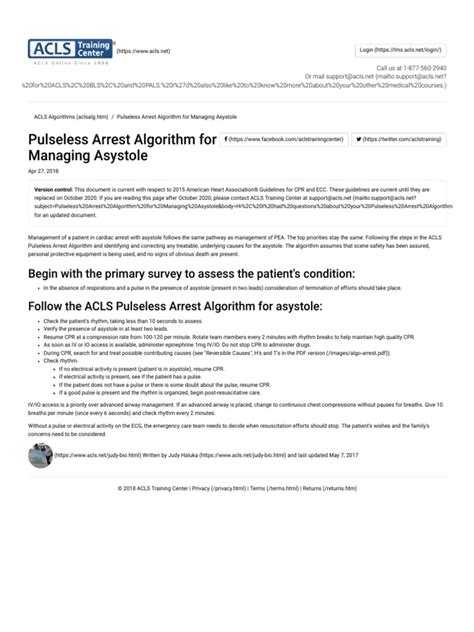 Pulseless Arrest Algorithm For Managing Asystole Pdf