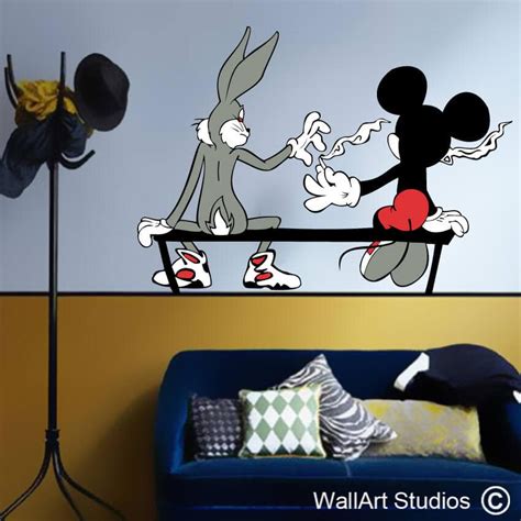 Mickey Mouse And Bugs Bunny Smoking Weed
