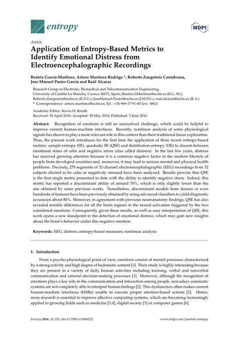 pdf application of entropy based metrics to identify emotional