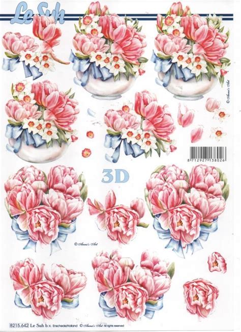 Feuille D Fleurs Feuille D Roses Et Tulipes Paper Flowers Decoupage Paper D Sheets