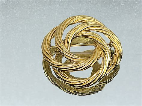 Vintage Monet Twisted Knot Brooch Gold Tone Love Knot Brooch Vintage