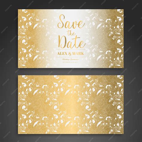 Premium Vector Gold And White Wedding Card Design
