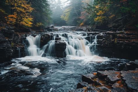 Premium Photo Majestic Waterfall In Autumn Forest
